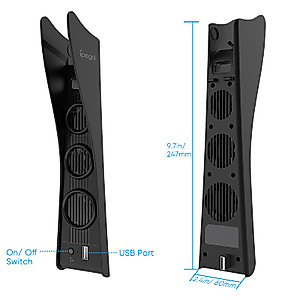 FYOUNG 2 in 1 Slim Cooling Fan with Headest Hanger Holder Compatible with PlayStation 5 Digital Edition & Ultra HD Console, Cooling System Cooler Fan for PS5 with 3 Cooling Fans and Extra USB Port
