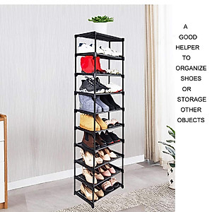 ZQWSYU Shoe Rack 10 Tier Narrow Shoe Racks for Closets Durable Enterway Shoe Rack Organizer Shoes Rack Shoe Shelf Tall Shoe Stand Metal Shoe Rack Stackable Separable