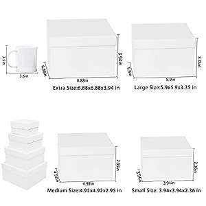 CHARMGIFTBOX White Gift Boxes for Presents 4 Pack Nesting Gift Boxes with Lids Assorted Sizes Square Stackable Boxes for Birthday Wedding Christmas Party Gift Wrapping (White)