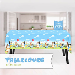 Unique Bluey Birthday Party Supplies | Bluey Party Supplies | Bluey Birthday Decorations | Bluey Party Decorations | With Bluey Tablecover, Bluey Plates, Bluey Cups, Bluey Napkins, Button