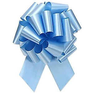 Extra Large Light Blue Gift Wrap Pull Bows - 8" Wide, XL Light Blue Ribbon Big Pull Flower Bows for Baby Shower and Birthday Gifts and Presents, Set of 4 (Light Blue)