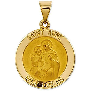 IceCarats 14K Yellow Gold Saint Anne Medal Necklace Charm Pendant 29mm x 19mm Only