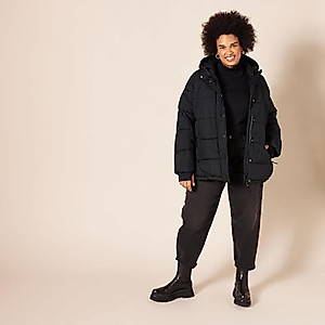 Amazon Essentials Women's Heavyweight Quilted Long-Sleeve Hooded Puffer Coat (Available in Plus Size), Black, X-Large