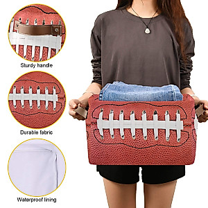 Storage Basket Cube American Football Laces Large Collapsible Toys Storage Box Bin Laundry Organizer for Closet Shelf Nursery Kids Bedroom,15x11x9.5 in,2 Pack