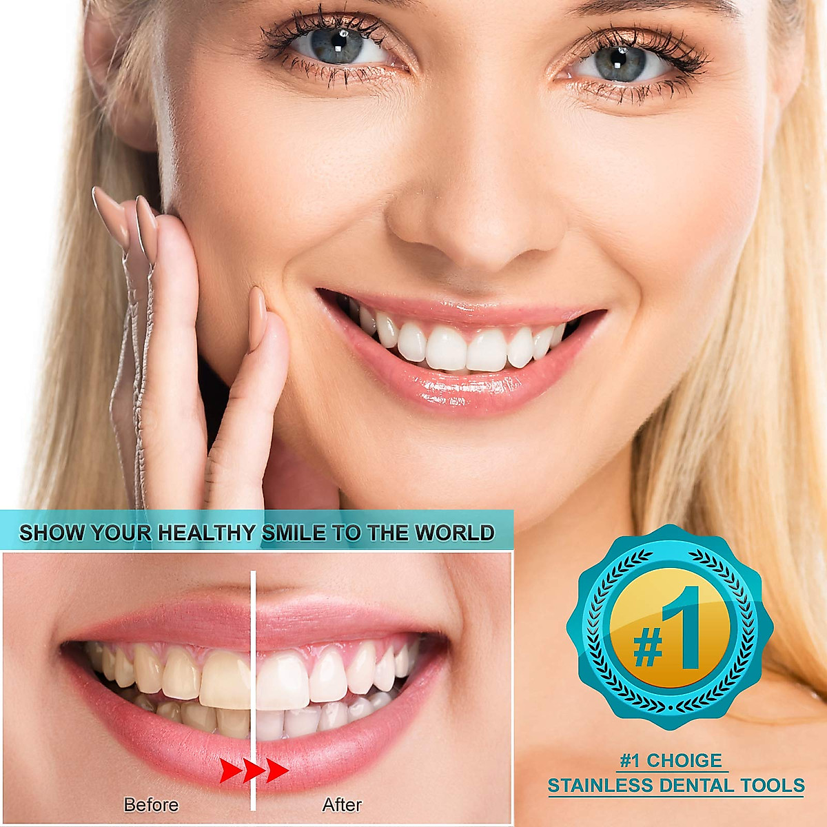 Dental Tools, 6 Pack Teeth Cleaning Tools Stainless Steel Dental Scraper, Pick Hygiene Set with Mouth Mirror, Tweezer for Dentist, Personal Using, Pets - Teeth Cleaning Kit - Dental Cleaning Kit