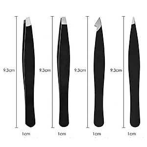 ActivePur, 4 Pcs Tweezers Set Precision for Facial Hair, Ingrown Hair, Splinter for Eyebrows Blackhead and Tick Remover, Best Professional Stainless Steel Seller Hair Remover Tweezer Set w/PU Bag.