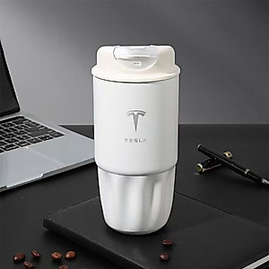 Insulated Coffee Cup for Tesla Model X,Insulated Coffee Tumbler Stainless Steel to Go for Hot/Ice Coffee Tea with Seal Lid nsulated Beverage Containers,White-260ml