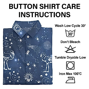 Funny Animal Button Up Shirt for Men, Wild Animal Print Hawaiian Shirt Unisex, Men's Short Sleeves Shirt, Flamingo Partern (Large)