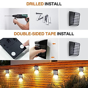 oditton Solar Fence Deck Lights, Solar Wall Lights, Solar Fence Light, Solar Wall Light, IP65 Waterproof, 2 Modes, Lamps for Front Door, Stair, Path, Pool, Black,1 Pack