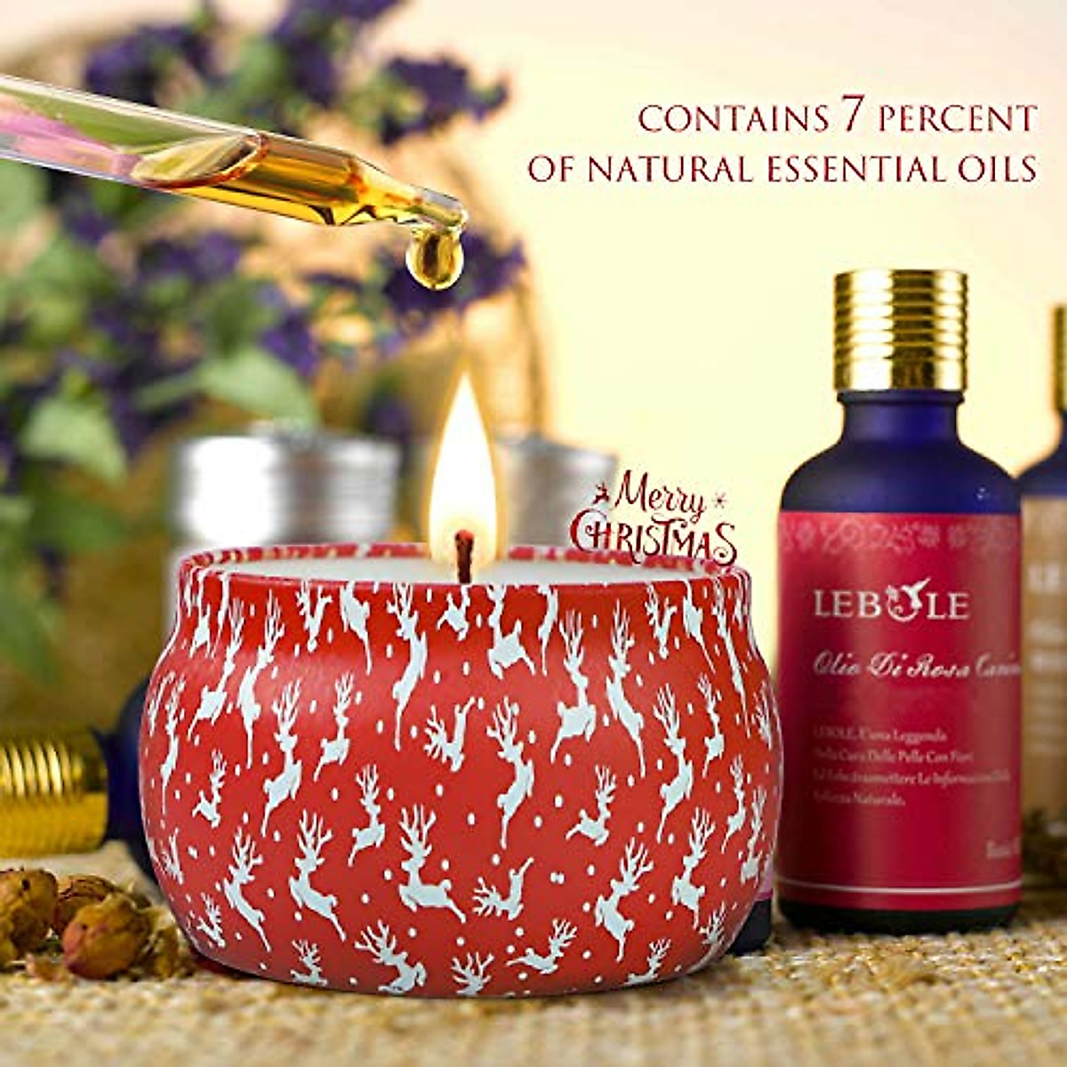 Christmas Scented Candles Gifts Sets for Women, Aromatherapy Candle for Home Scented, 5.65oz Soy Wax Portable Travel Tin Jar Candles for Mother Birthday Bath Yoga, 4 Pack