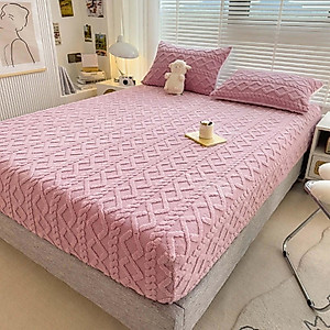 Lyvara Magic Mattress Cover, 2 in 1 Lyvara Luxury Mattress Covers Ftted Sheet for Twin Full Queen King California King Size Bed (Pink+2 Pillowcases, Queen 59.1" × 78.8")