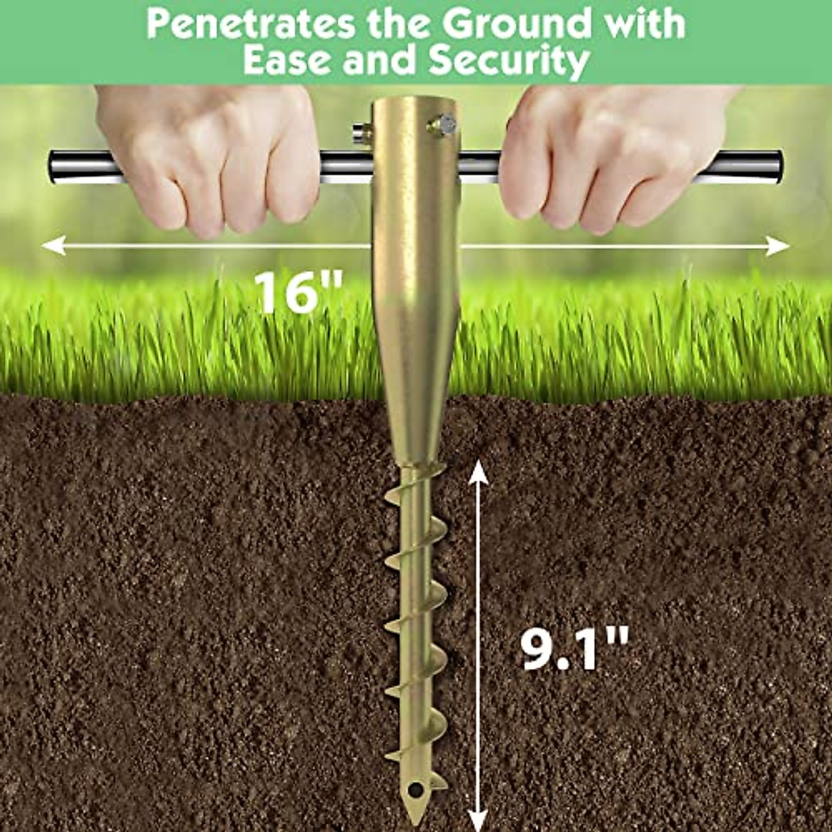 DAKEPOLE Patio Ground Beach Sand Umbrella Anchor,Rust Free Outdoor Beach Sand Umbrella Base with Ground Anchor Screw for Sun Protection, Shade,Universal Fits Flag Pole Umbrella Holder Stand