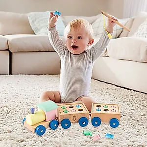 SSol & Sam Wooden Fishing Games - 2 in 1 Magnetic Fishing Toy and Toy Train - Fishing Toy & Train Toy for Toddlers and Kids Aged 3 & Up
