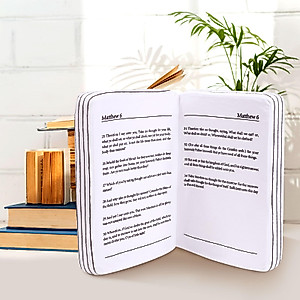 lasuroa Bible Pillow, 13x8.66x3.54 Inch Velvet Book Shape Pillow Plush That Opens Scripture Khaki Holy Bible Pillow Cozy Faith Bible Gift for Women Men