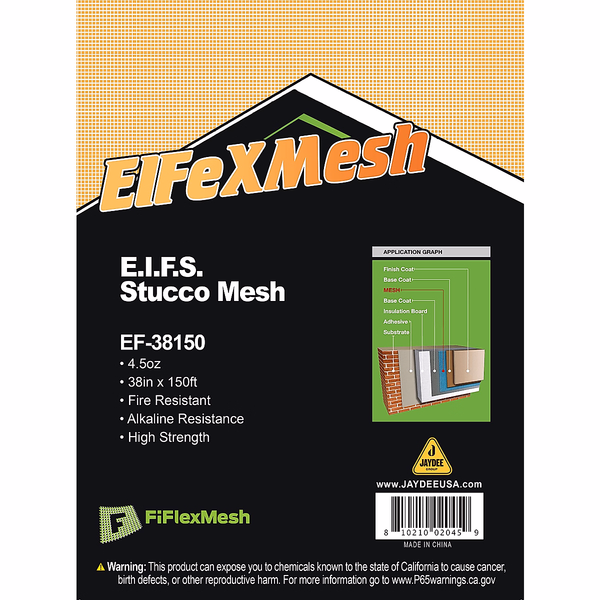 Non-Adhesive EIFS Stucco Mesh Fiberglass (38" x 150' - 4.5 oz.)