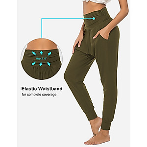 DIBAOLONG Womens Yoga Sweatpants Loose Workout Joggers Pants Comfy Lounge Pants with Pockets Army Green M