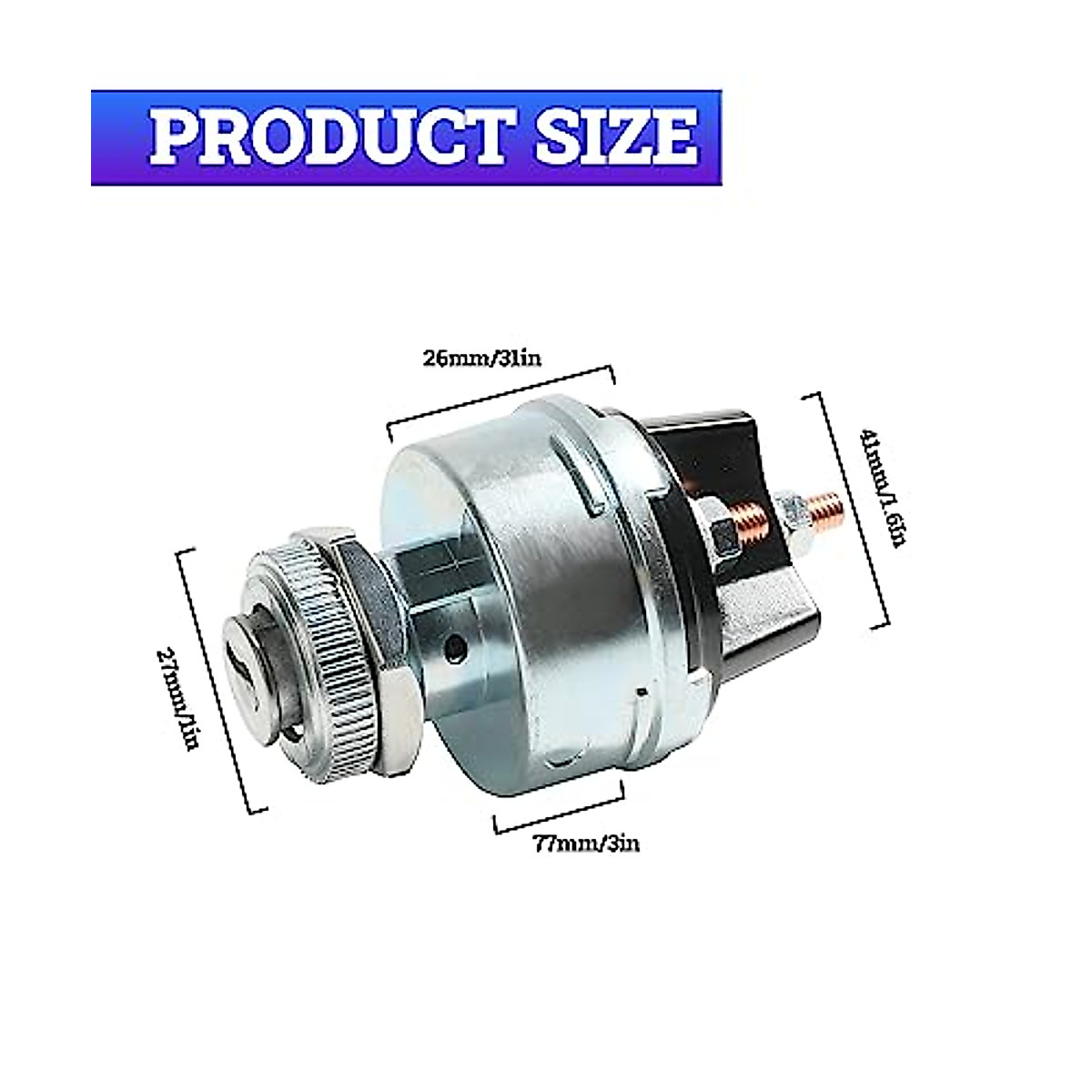 Zlirfy Ignition Key Switch,4-Position 12v Ignition Key Switch,Universal Starter Switch,Compatible with Car,Trailer, Tractor, Truck, Forklift, Caterpillar, Agricultural,Acc/Off/IGN/Start