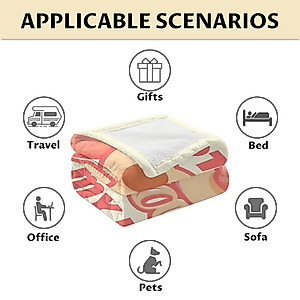 Peach Blanket for Girls - 40x50 Inches Flannel Blankets - Soft Fuzzy Plush Throws Gift - Pink Funny Throw Blanket for Couch, Sofa