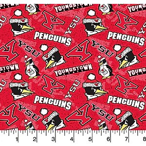 Youngstown State University Tone on Tone Cotton Fabric Sold by The Yard