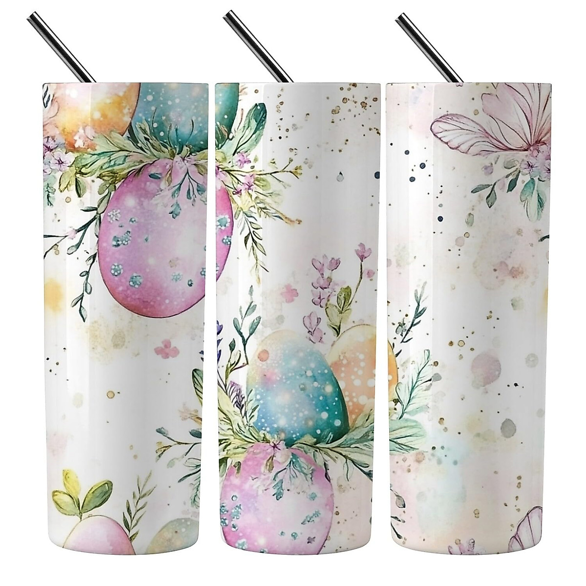 Tumbler with Lid and Straw Easter Egg Thermos Coffee Travel Mug Cute Cups 20 oz Insulated Tumbler for Daily Holiday Decor Gift Coffee Cup