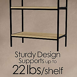 Lavish Home 5-Tier Bookshelf-Open Industrial Style Etagere, Black