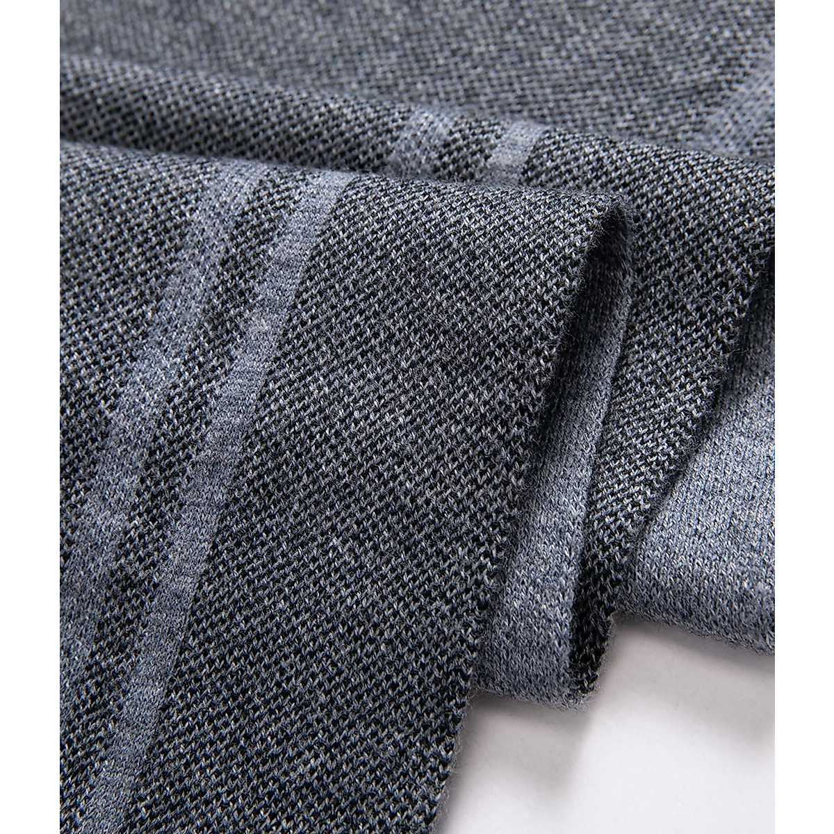 Villand Luxurious Mens Striped Merino Wool Scarf - Gift Box Wrapped Winter Soft Warm Thick Knitted Neckwear for Men (Cadet Gray)