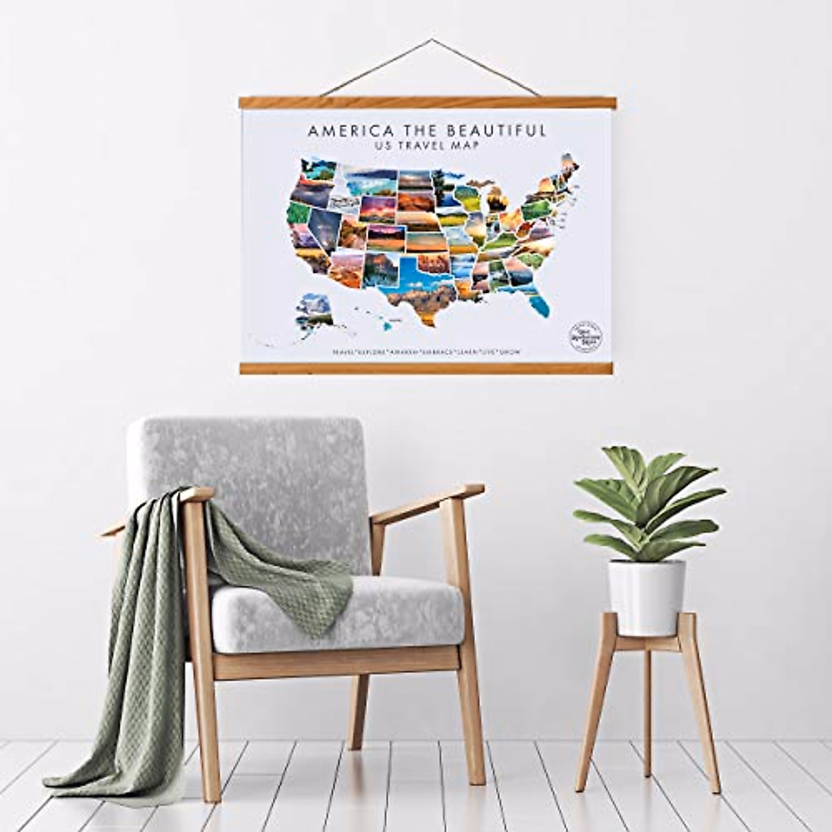 America The Beautiful USA Scratch Off Map + Magnetic Frame Kit- Interactive Travel Scratch Off Poster Reveals Beautiful Nature Photography - Beautiful Travel Map is a Great Gift for Travelers