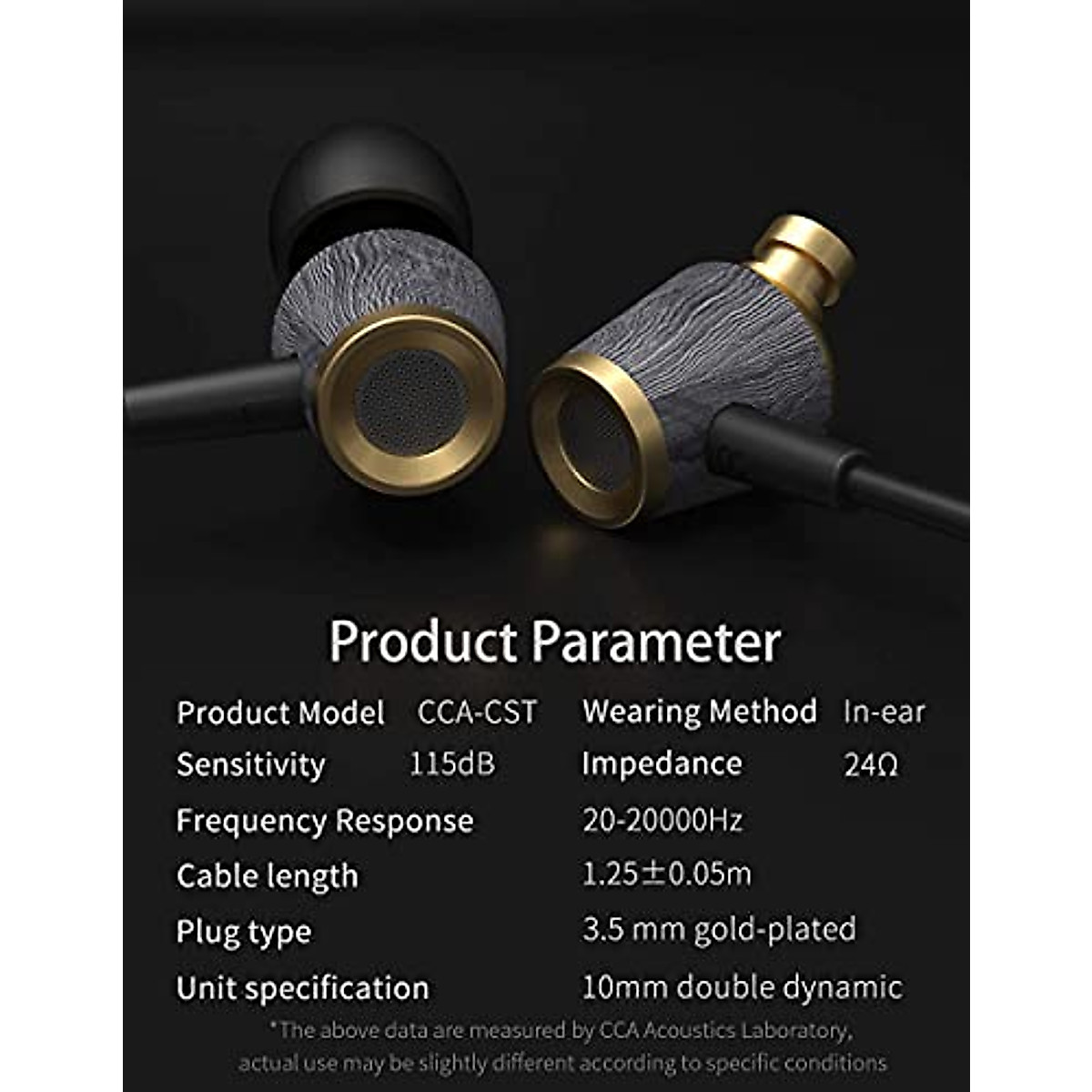 CCA Earbuds Wired Wood Bass in Ear Headphones Lightweight Stereo Comfortable Ear Buds Fashionable Hi-Res High Fidelity Earphones for Computer Laptop Phone MP3, Fits All 3.5mm Interface