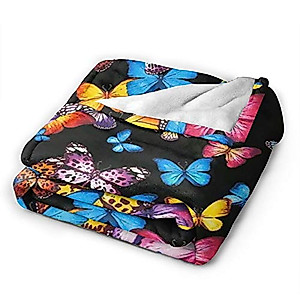 SARA NELL Ultra Soft Butterfly Blanket,Colorful Rainbow Flying Butterfly Throw Blanket Fleece Blanket,Plush Blanket for Bed and Couch,Warm Fuzzy Cozy Throws Blankets for Kids and Adults,60''X50''