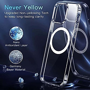 Magnetic Clear Case for iPhone 12 Case [No.1 Strong Magnets] [High Clear Design, Anti-Yellowing, Long-Lasting Clarity, Eyes-catching] [ Support Wireless Charging