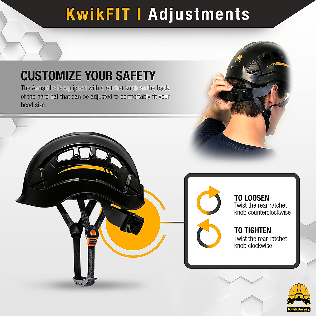 KwikSafety - Charlotte, NC - Armadillo Hard Hat [10 Cooling Vents] Type 1 Class C ANSI OSHA Hard Hats Comfortable 6 Point Suspension Safety Helmet Men Cushioned Sweatband Construction Men/Black