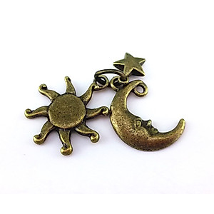 yueton 20pcs Vintage Bronze Sun Moon Star Pendant Findings, DIY Crafts Jewelry Making Charms Accessory