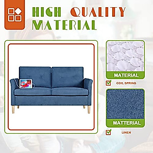 VAMEPOLE 58" Small Loveseat Sofa w/2 USB Charger Ports for Living Room, Mid Century Modern Decor Love Seat Couch, Small Love Seats for Small Spaces, Apartments, Dorm, Office (Navy Blue)