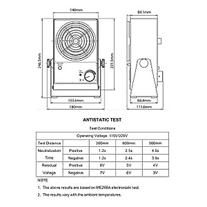 Ionizing Air Blower Fan Ion Anti-Static Elimination Discharge ESD Blower Fan 110V Ionizer Desktop Fan Eliminator