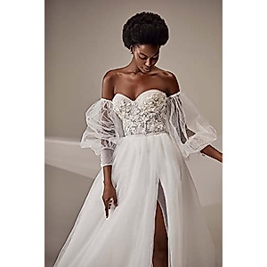 Passat Ivory Long Detachable Chiffon Puff Sleeves For Wedding Dress Spark Detachable Sleeves For Wedding Dresses Add On 04