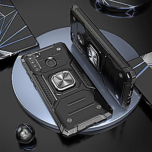 IDYStar Galaxy A21 Case with Screen Protector,Galaxy A21 Case,Shock Absorption Heavy Duty Drop Test Slim Cover with Car Mount Kickstand Lightweight Protective Phone Case for Samsung Galaxy A21, Black