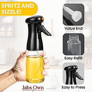 Jabs Own Olive Oil Sprayer - Oil Spray Bottle - Mister Spray Bottle - Oil Dispenser Bottle for Kitchen - Oil Sprayer for Cooking - Continuous Spray Bottle for Olive Oil, Vinegar & BBQ
