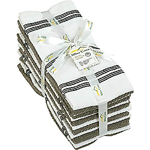 Bliss Casa Kitchen Towels and Dish Cloth Set (12 Pack, 15 x 25 Inch) – 100% Cotton Dish Towels for Kitchen Soft and Highly Absorbent – Tea Towels and Bar Towels for Daily Use (Stripe, Grey)