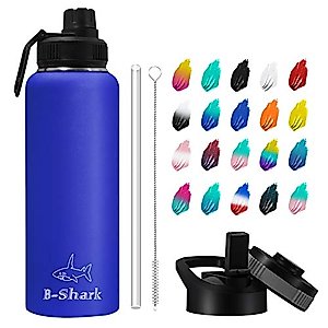 Insulated Water Bottle - Metal Water Bottle with Straw & Spout Lid, 24/32/40/64 oz Stainless Steel Sports Water Bottle with Wide Mouth Keeps Hot and Cold for Kids, Adult, Leak Proof for Gym, Travel