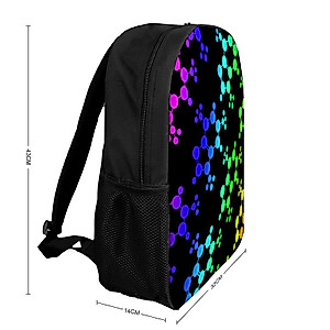 Caffeine Molecule Travel Backpack Casual 17 Inch Large Daypack Shoulder Bag with Adjustable Shoulder Straps