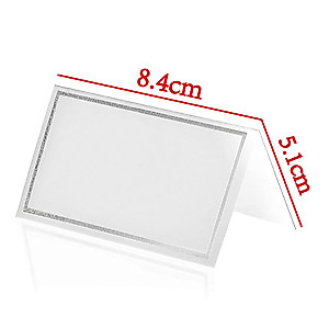 ccHuDE 50 Pcs Small Table Cards Wedding Place Cards White Name Cards Blank Seating Cards Party Table Tent Cards Place Setting Cards with Foil Border Golden