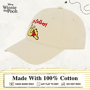 Disney Winnie The Pooh Dad Hat, Cotton Adjustable Adult Baseball Cap with Curved Brim, Khaki, One Size