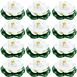 WhistenFla Artificial Floating Lotus Flower 12 Pcs, 4 Inch Small Fake Lily Pads for Pond Artificial Floating Foam Lotus Flowers for Wedding Floating Pool Pond Decoration