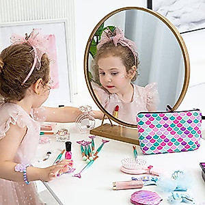 WERNNSAI Mermaid Makeup Bag - Travel Cosmetic Bag for Girls Women Gift Water-resistant Vanity Toiletry Bag Pouch Beauty Cosmetic Organizer Gadget Pencil Case