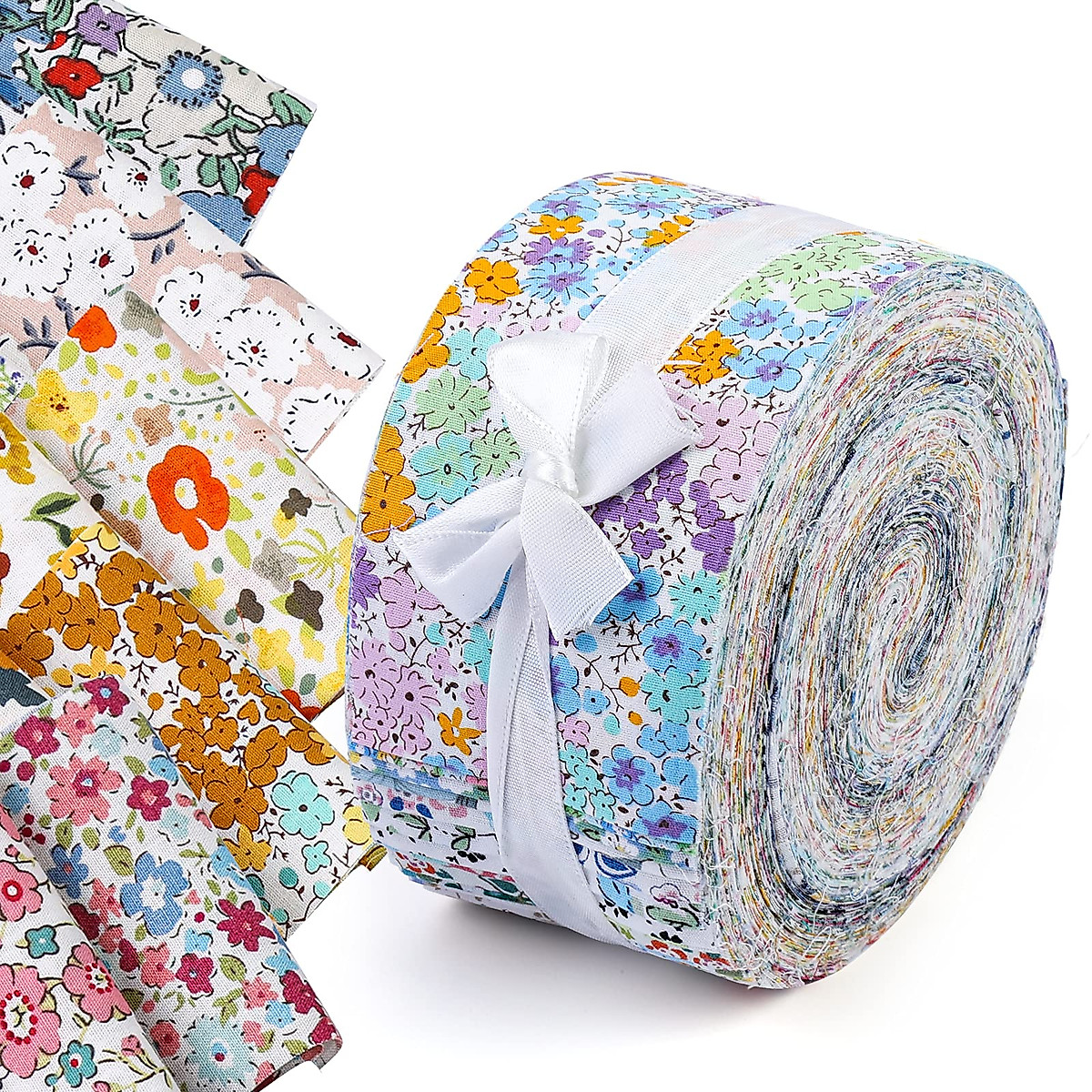 45PCS Fabric Jelly Rolls, Jelly Roll Fabric Strips for Quilting, Patchwork Craft Cotton Quilting Fabric, Quilting Fabric, Plain Weave Cotton Fabric (Light Color Series)