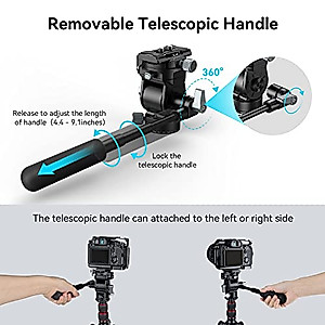 SmallRig Video Head for Vertical/Horizontal Shooting, Tripod Pan Tilt Fluid Head with Telescopic Handle and Switchable QR Plate for Arca, Max Load 5kg / 11Ibs for Camcorder, Mirrorless, DSLR - 4104