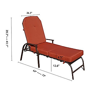 Kozyard Maya Outdoor Chaise Lounge Weather & Rust Resistant Steel Chair with Polyester Fabric Cushion for Pool, Patio, Deck or Yard (Terracotta)