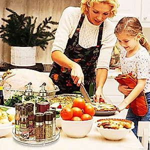 URALFA Lazy Susan Organizer for Cabinet 2 Pack, 10.6" Clear Lazy Susan Turntable Rotating Organizer, Plastic Organization and Storage Spinning Spice Rack for Kitchen, Bathroom, Pantry, Fridge, Table