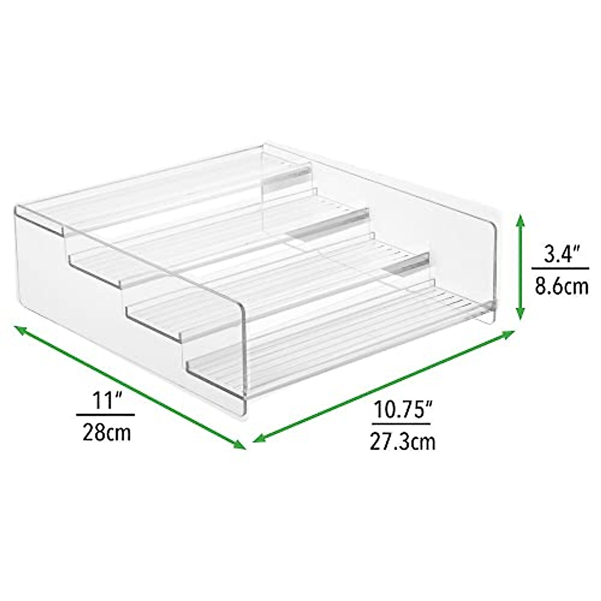 mDesign Plastic Kitchen Spice Bottle Rack Holder, Food Storage Organizer for Cabinet, Cupboard, Pantry, Shelf - Holds Spices, Jars, Baking Supplies, 4 Levels, 2 Pack - Ligne Collection - Clear