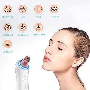 Blackhead Remover Pore Vacuum Extractor-2025 Upgrade GERY Blackhead Cleaner Electric Comedone Acne Extractor Kit Facial and Nose Peel Whitehead Black Head Removal Tool,Red&Blue Light, and 4 Porbes